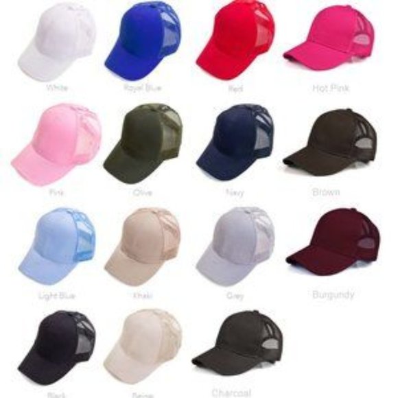 C.C | Accessories | Cc Solid Color Ponytail Bun Mesh Baseball Cap ...